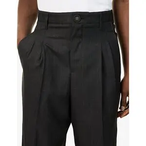 AMI Paris Pleated Striped Wool Trousers