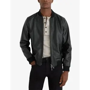 REISS Strain Regular-fit Leather Bomber Jacket