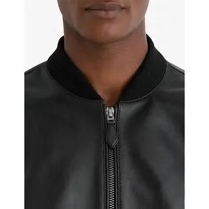 REISS Strain Regular-fit Leather Bomber Jacket