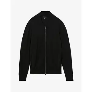 REISS Petersham Zip-up Merino Wool Cardigan - Black