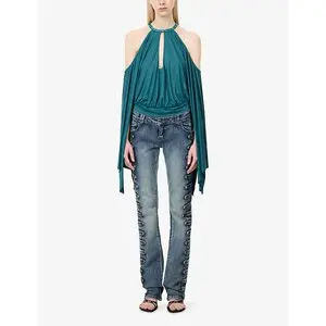 JADED LONDON Alula Embellished Backless Woven Top