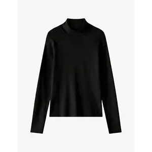 JOSEPH Lola High-neck Long-sleeve Silk Top