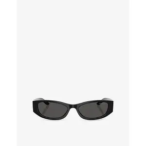 Prada Pr D22s Oval-frame Acetate Sunglasses - Black