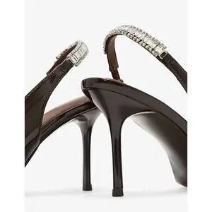 REISS Luella Heeled Patent-leather Sling-back Courts
