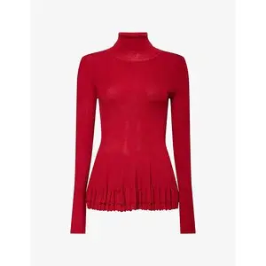 ASHLYN Merritt Turtleneck Wool-blend Jumper - Dark Red