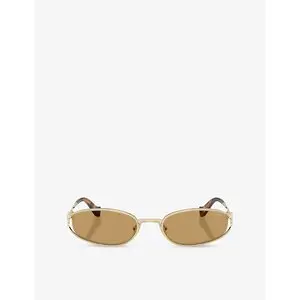 Miu Miu Mu C51s Irregular-frame Metal Sunglasses - Gold