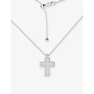APM MONACO Monaco Cross Rhodium Plated Alloy And Cubic Zirconia Necklace - White