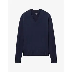 REISS Alberz V-neck Wool And Cashmere Jumper - Navy