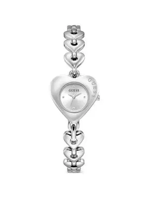 Guess Valerie Heart 28mm Watch - Silver