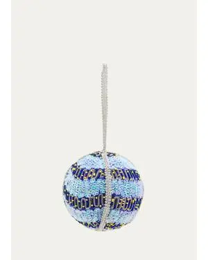 SUDHA PENNATHUR Handcrafted Embellished Ball Christmas Ornat - Blue Multi