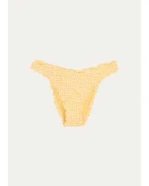 Simkhai Maelie Textured Gingham Bikini Bottoms