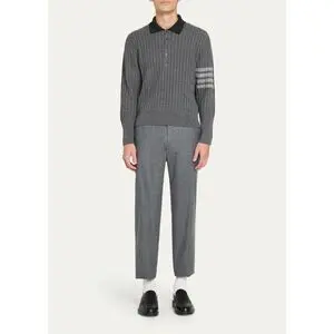 Thom Browne Wool 4-bar Cable Polo Sweater