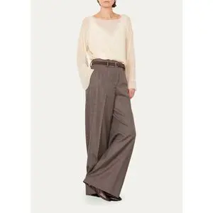 Officine Générale Pleated Virgin Wool Wide-leg Trousers
