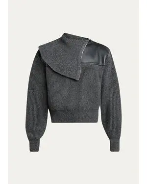 Bottega Veneta Wool And Cashmere Rib Assymetric Zip Sweater