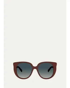Celine Triomphe Mini 55mm Butterfly Sunglasses - Dark Red/gradient Smoke