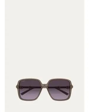Gucci Generation Horsebit 59mm Butterfly Sunglasses - Brown
