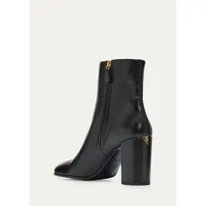Prada 85mm Triangle Logo Leather Ankle Boots