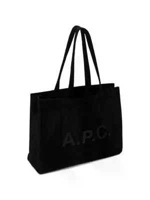 A.p.c. Logo-print Corduroy Tote Bag - Black