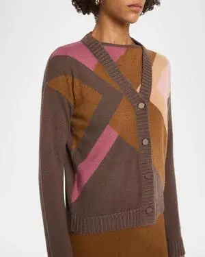 Tse Cashmere Cashmere Geometric Intarsia Cardigan - Multi