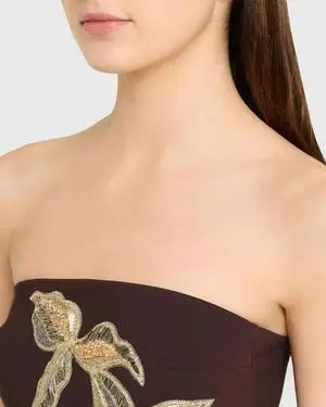 Chiara Boni La Petite Robe Nitra Strapless Bead Applique Column Gown
