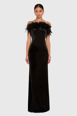 Amanda Uprichard Ella Gown In Velvet - Black