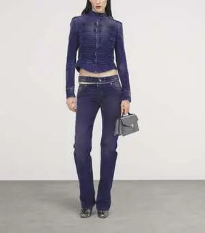 Alexander McQueen Croc-embossed Metallic Leather Skull Shoulder Bag