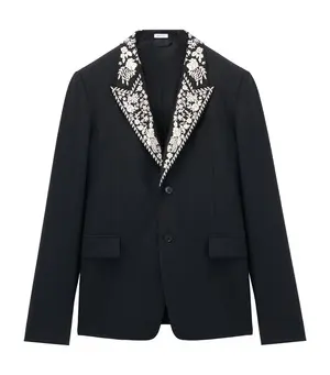 Alexander McQueen Wool-mohair Embroidered Blazer - Black