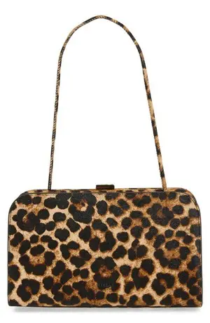 LOEFFLER RANDALL Zella Genuine Calf Hair Frame Clutch - Brushed Leopard