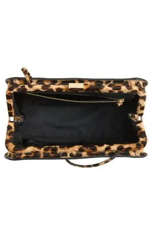 LOEFFLER RANDALL Zella Genuine Calf Hair Frame Clutch - Brushed Leopard