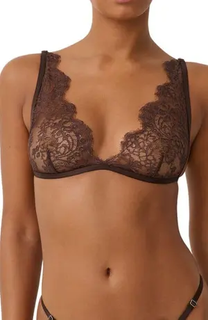 KAT THE LABEL Milly Lace Bralette - Espresso