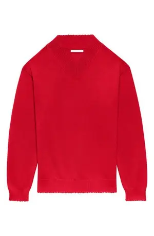 Helmut Lang Distressed V-neck Cotton Sweater - Rosso