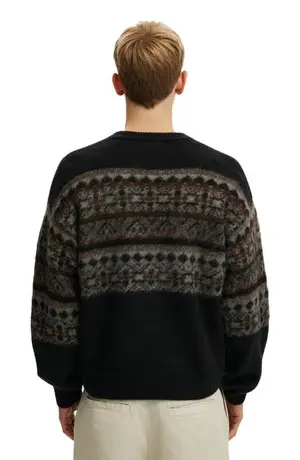 COTTON ON Super Soft Boxy Sweater - Black Pattern Panel
