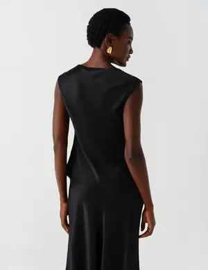 GHOST LONDON Aila Satin Cowl Neck Top - Black