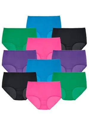 COMFORT CHOICE Full Coverage Cotton Brief 10 Pack (plus) Bright Pack