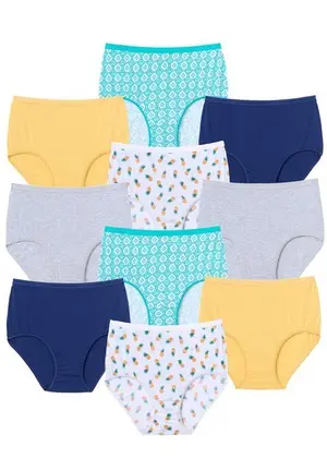 COMFORT CHOICE Full Coverage Cotton Brief 10 Pack (plus) Pineapple Pack