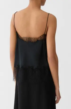 Lafayette 148 New York Silk Camisole With Lace Detail