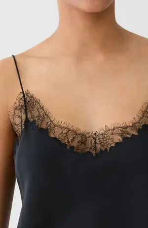 Lafayette 148 New York Silk Camisole With Lace Detail