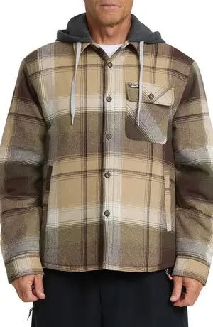 Quiksilver Mantra Hooded Insulated Flannel Jacket - Kelp