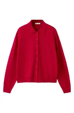 Mango Polo Neck Cardigan - Red