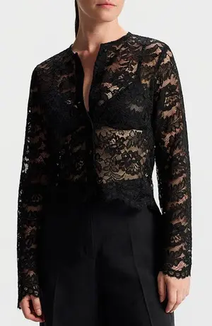 Ronen Chen Klil Lace Cropped Cardigan