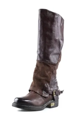 A.S.98 Perkins Croc Embossed Leather Boot - Brown