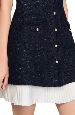 Sandro Short Two-tone Tweed Dress