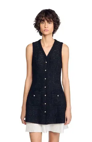 Sandro Short Two-tone Tweed Dress