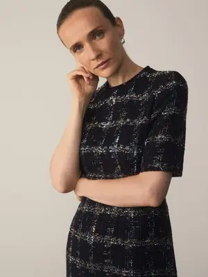 The Fold Riva Tweed Midi Dress