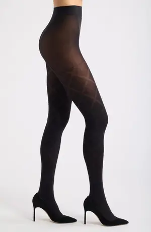 Hue Diamond Texture Tights Black