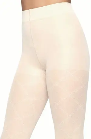 Hue Diamond Texture Tights - Ivory
