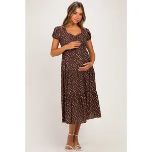 PINKBLUSH Polka Dot Short Sleeve Midi Dress