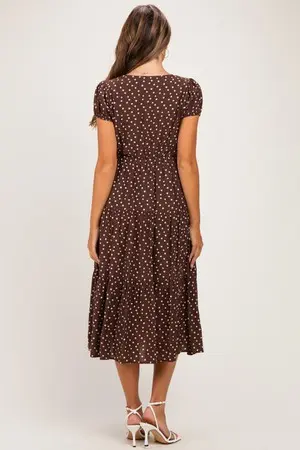 PINKBLUSH Polka Dot Short Sleeve Midi Dress