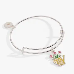 ALEX AND ANI Thank You For Helping Me Bloom' Charm Bangle - Silver