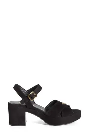 Prada Logo Suede Platform Sandal